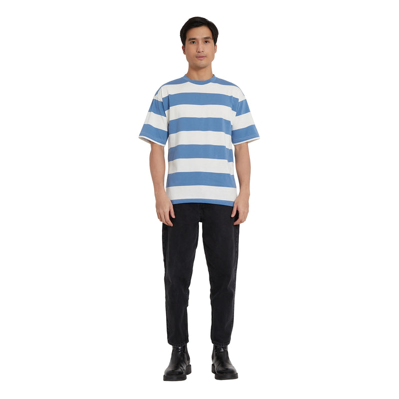 Cubic Men Basic Stripes Oversized Boxy Tee / Box Fit T shirt Top Top f ...